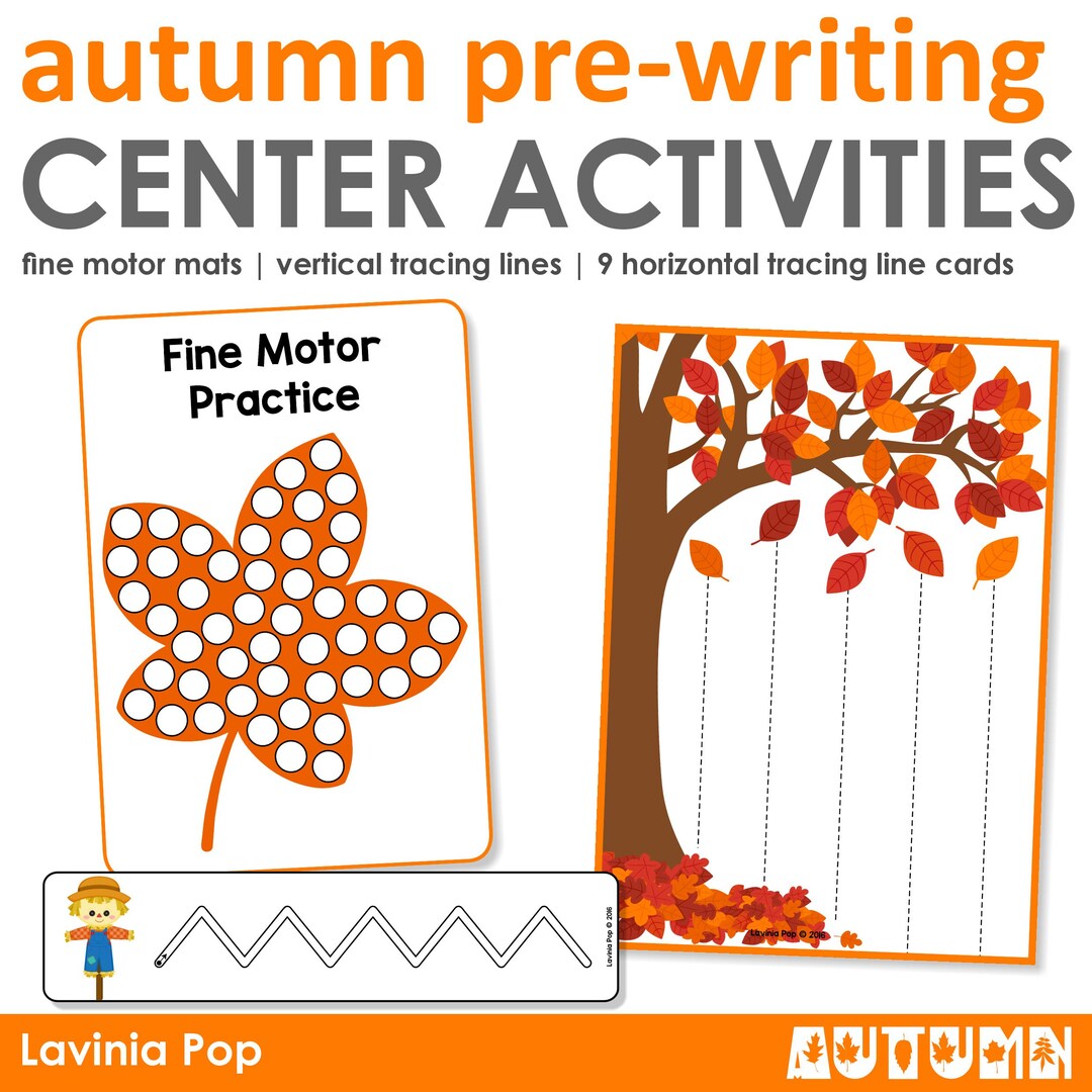 Autumn Fine Motor and Pre-writing Practice Activities for Preschool and ...