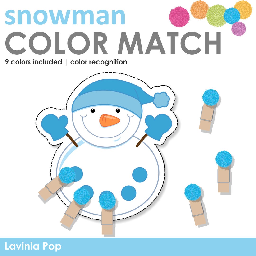 Winter Snowman Color Matching Printable Activity for Preschool ...