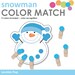 Winter Snowman Color Matching Printable Activity for Preschool ...