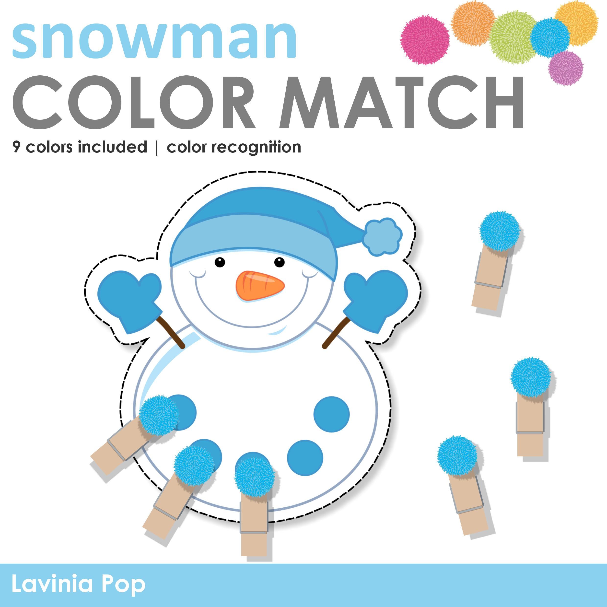 Winter Snowman Color Matching Printable Activity for Preschool ...