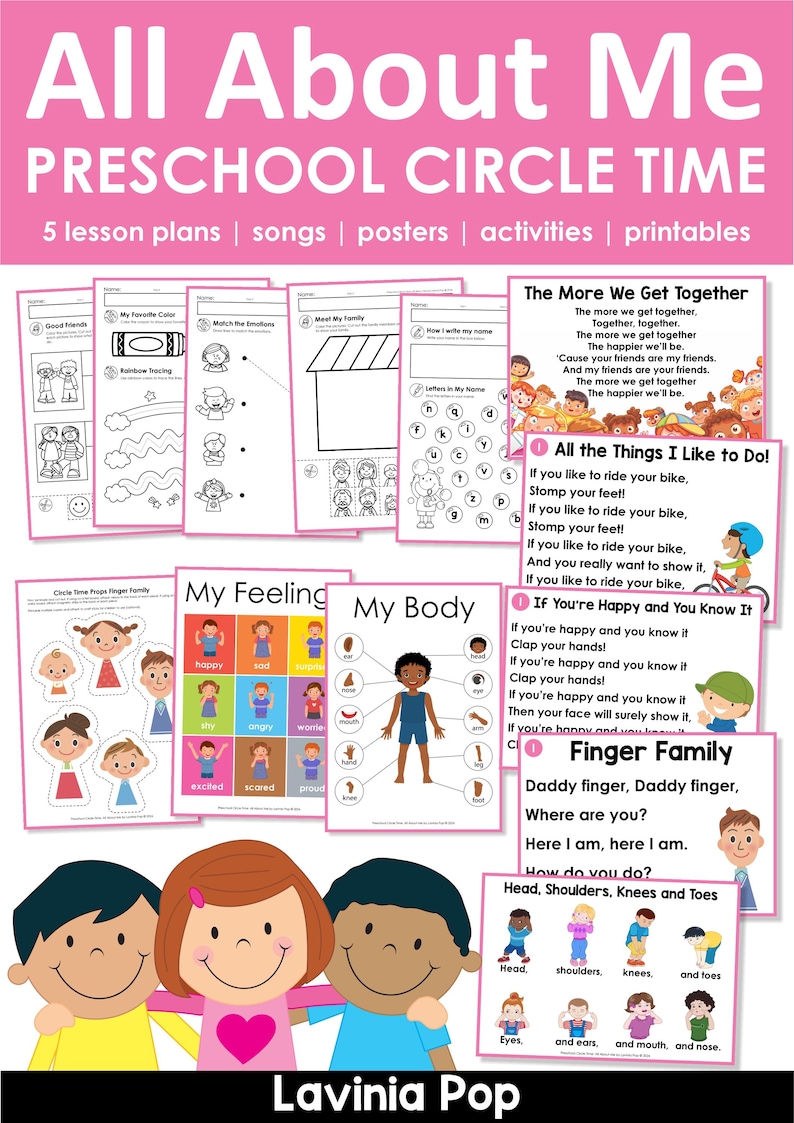 All About Me Preschool Theme Printables | Circle Time Songs, Lesson ...