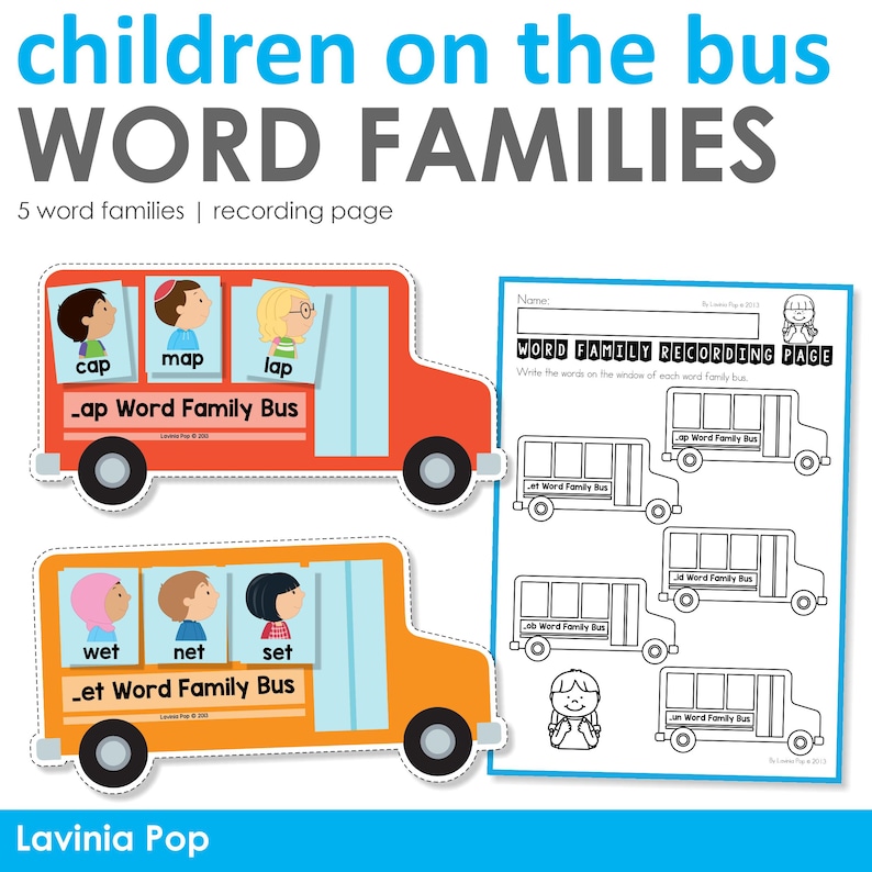School Bus Word Family Sorting Printable Activity - Etsy
