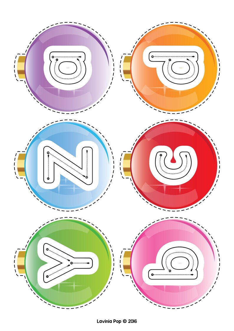 Alphabet Tracing Cards Printable Christmas Ornaments for Preschool and ...