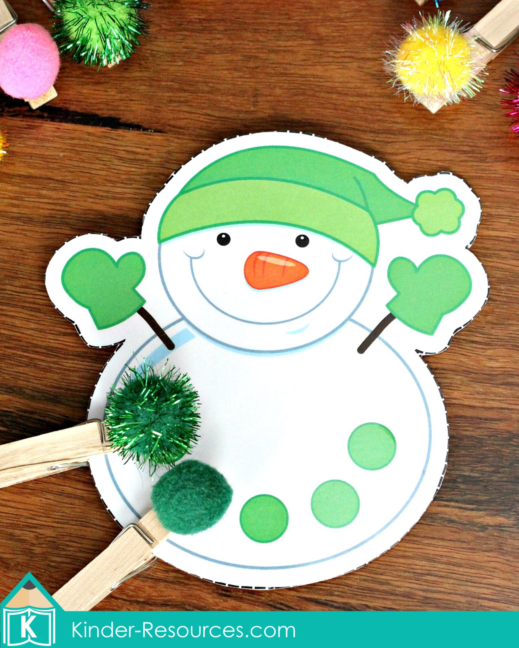 Winter Snowman Color Matching Printable Activity for Preschool ...