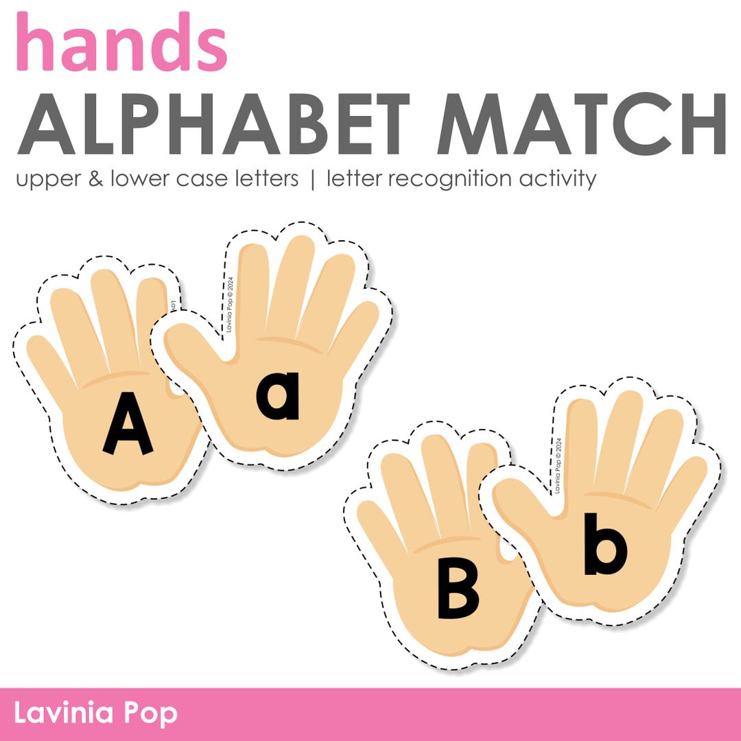 Hands Upper and Lower Case Alphabet Match | Letter Recognition Activity ...