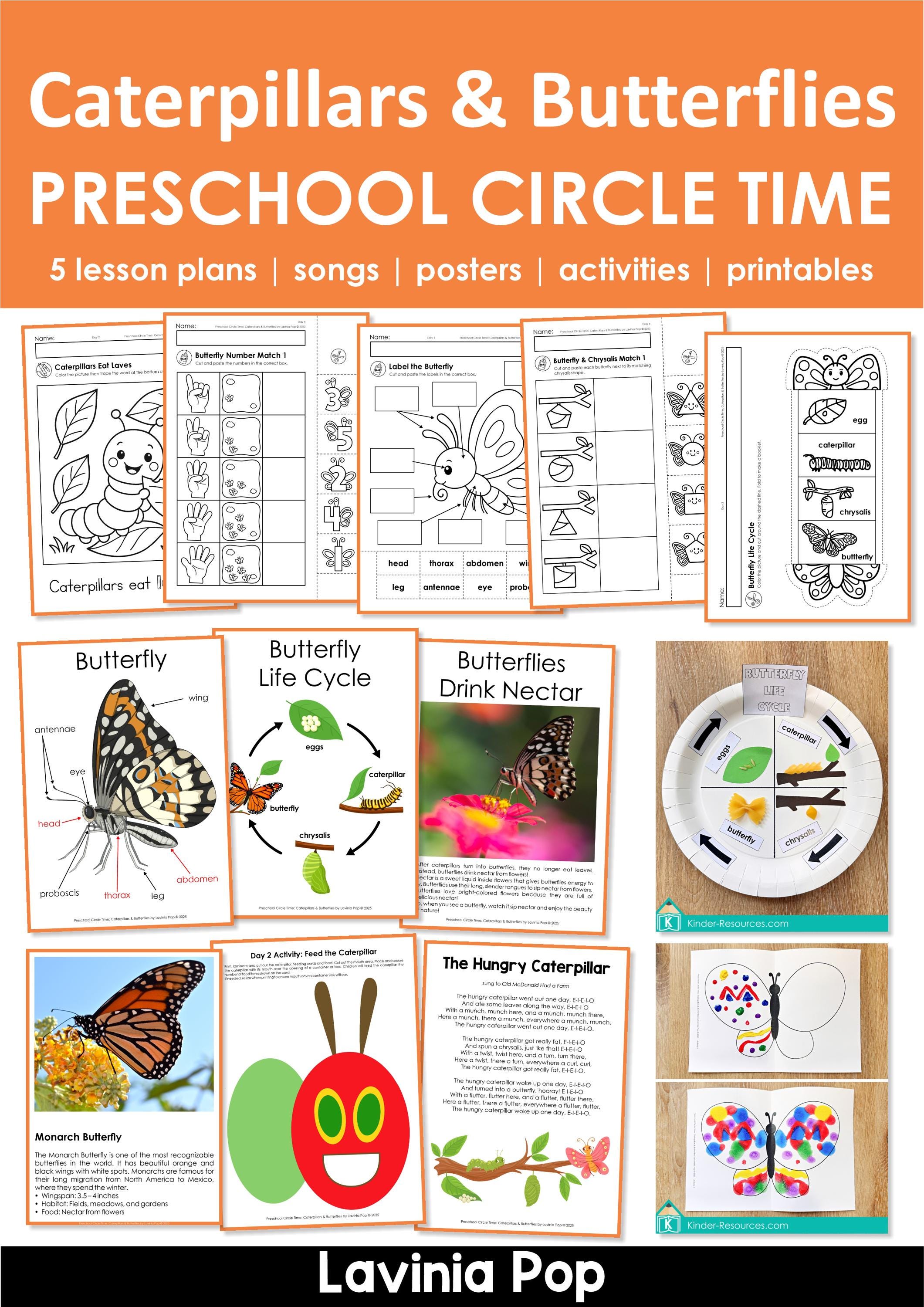 Caterpillars and Butterflies Preschool Theme Curriculum Printables ...