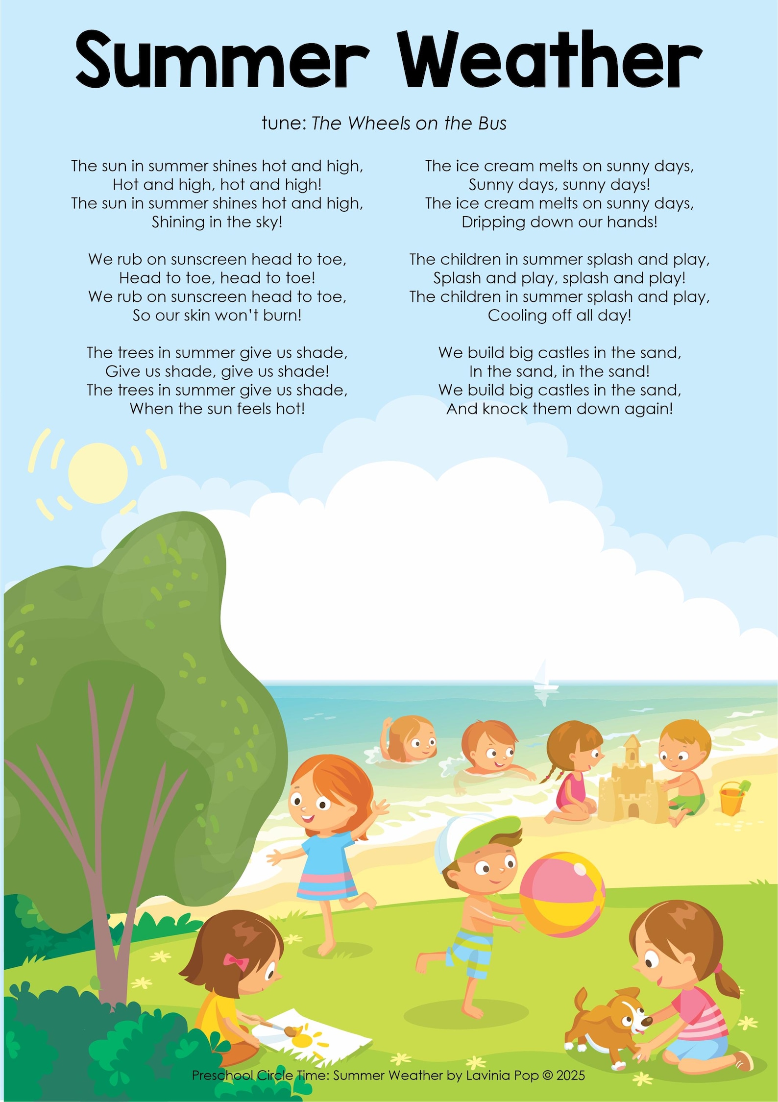 Summer Weather Preschool Theme Curriculum Printables | Preschool Circle ...