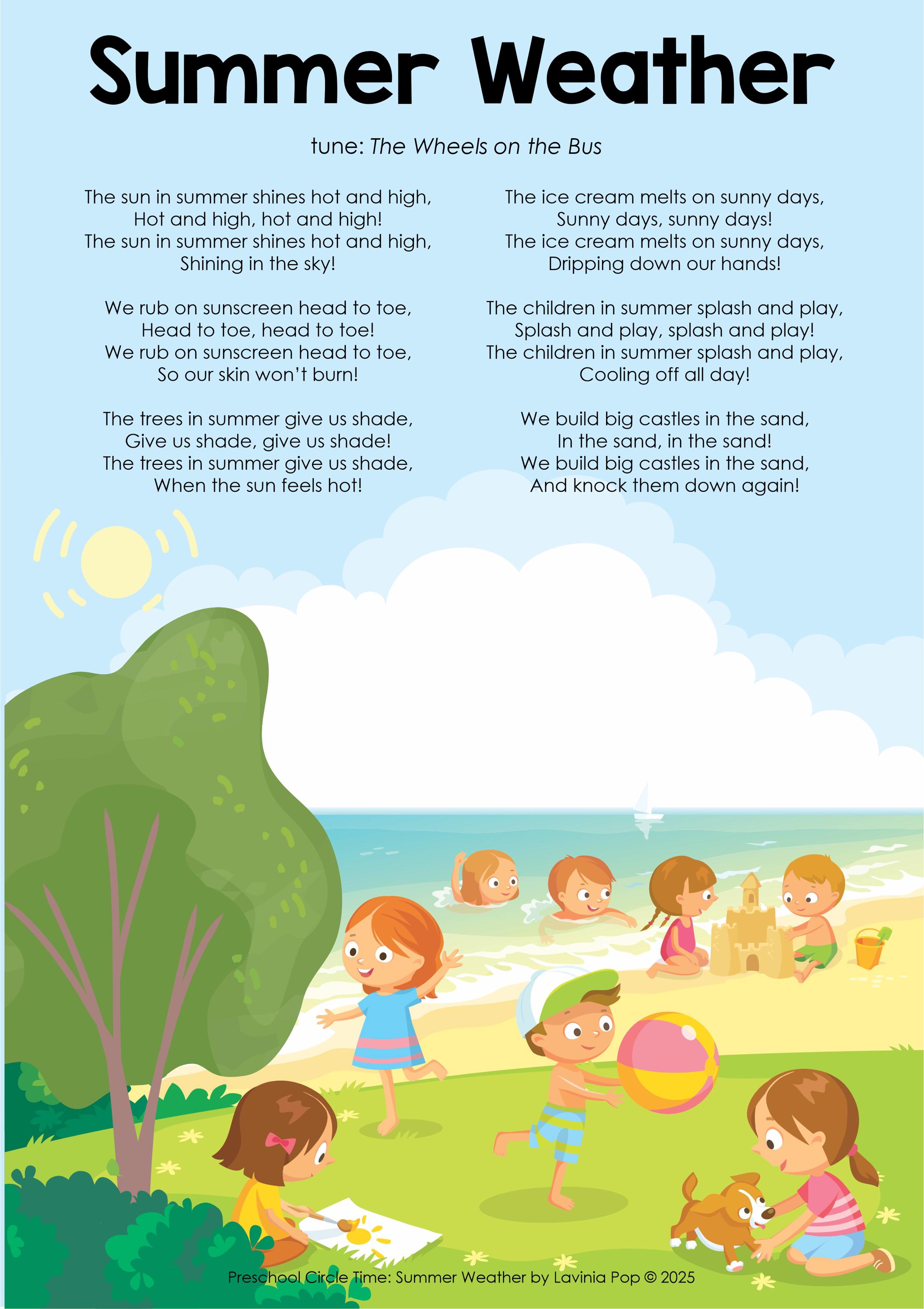 Summer Weather Preschool Theme Curriculum Printables | Preschool Circle ...