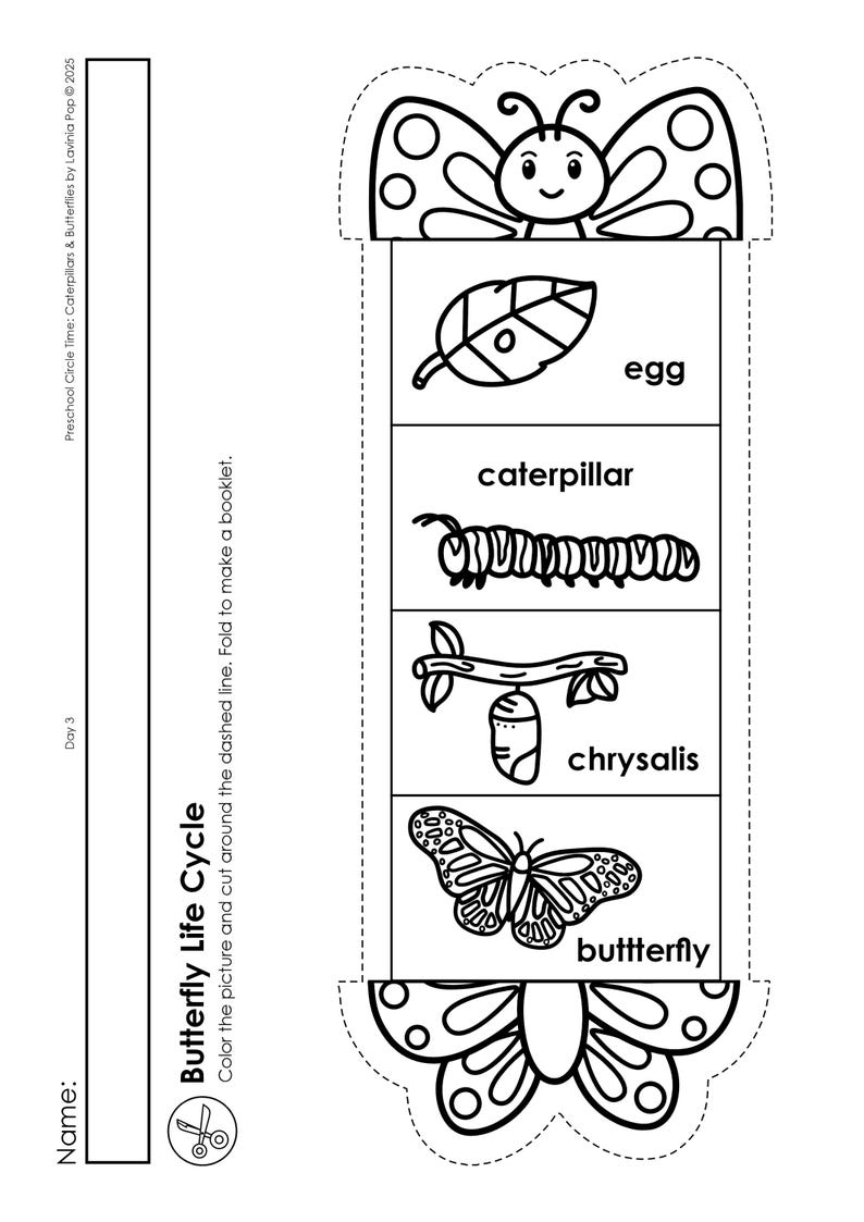 Caterpillars and Butterflies Preschool Theme Curriculum Printables ...