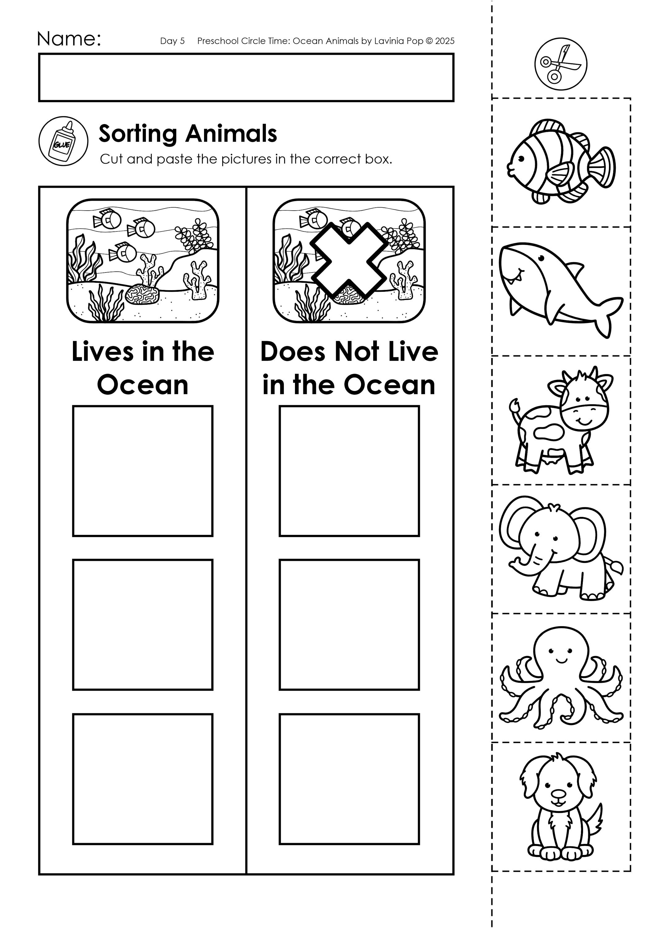 Ocean Animals Preschool Theme Curriculum Printables | Preschool Circle ...