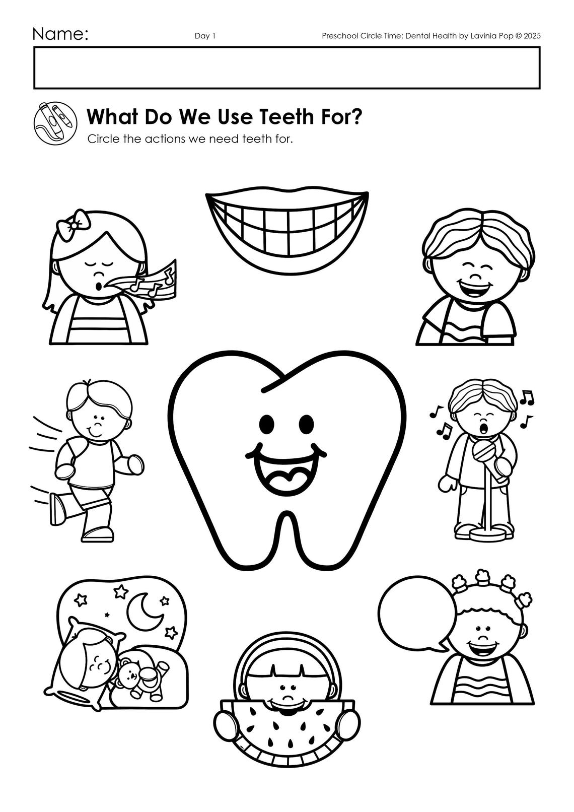 Dental Health Preschool Theme Curriculum Printables | Preschool Circle ...
