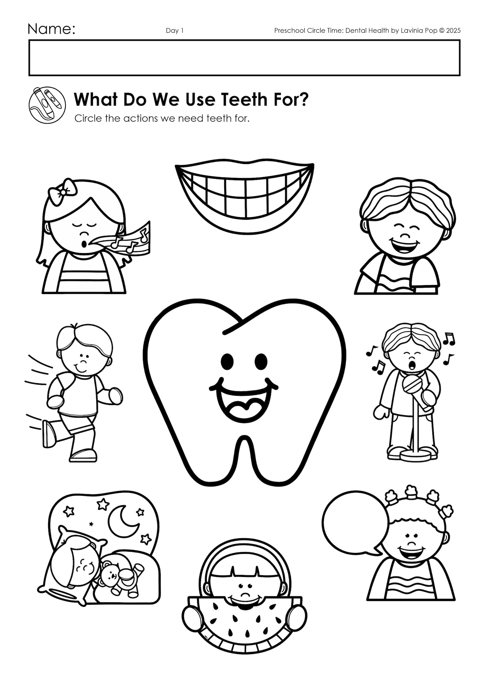 Dental Health Preschool Theme Curriculum Printables | Preschool Circle ...