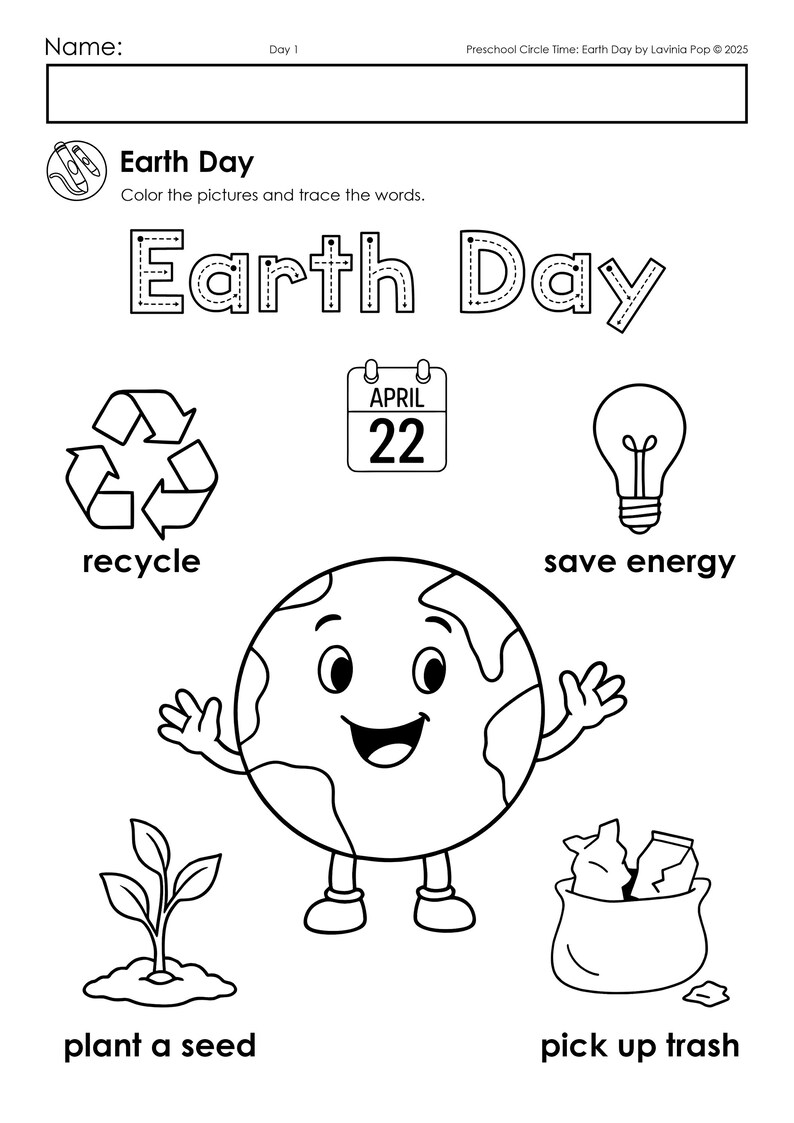 Earth Day Preschool Theme Curriculum Printables | Preschool Circle Time ...