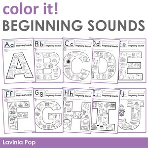 Beginning Sounds Color It! Alphabet Worksheets | Printable Activity - Etsy
