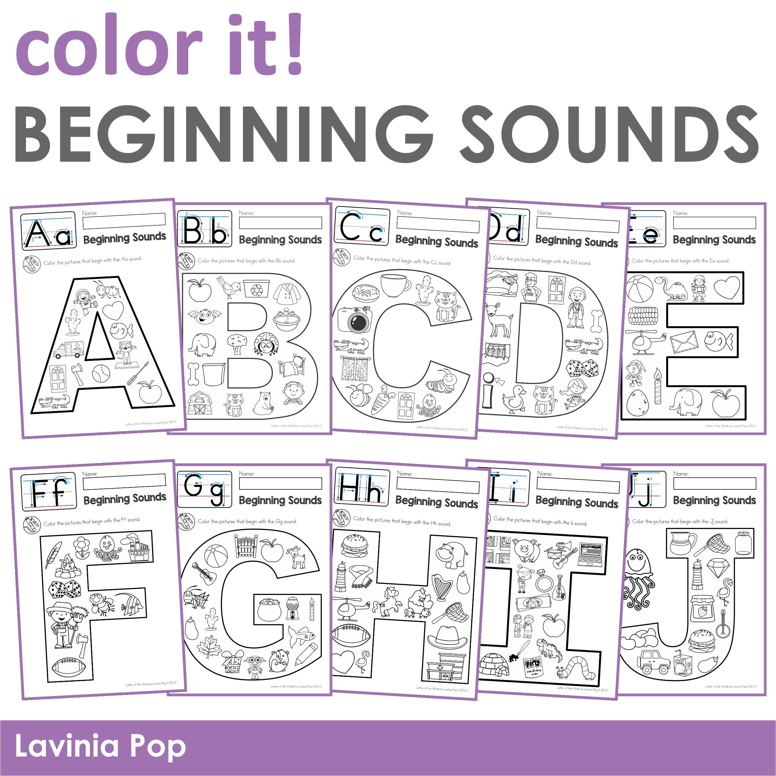 Beginning Sounds Color It! Alphabet Worksheets | Printable Activity - Etsy