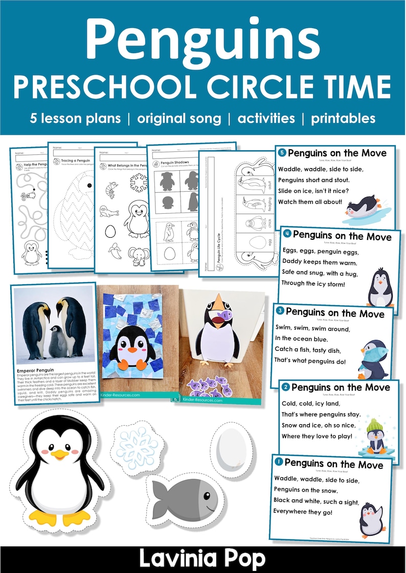 Penguins Preschool Theme Curriculum Printables | Preschool Circle Time ...