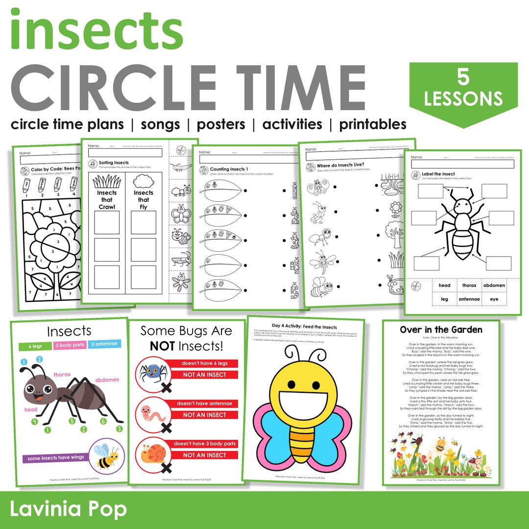 Insects Preschool Theme Curriculum Printables | Preschool Circle Time ...