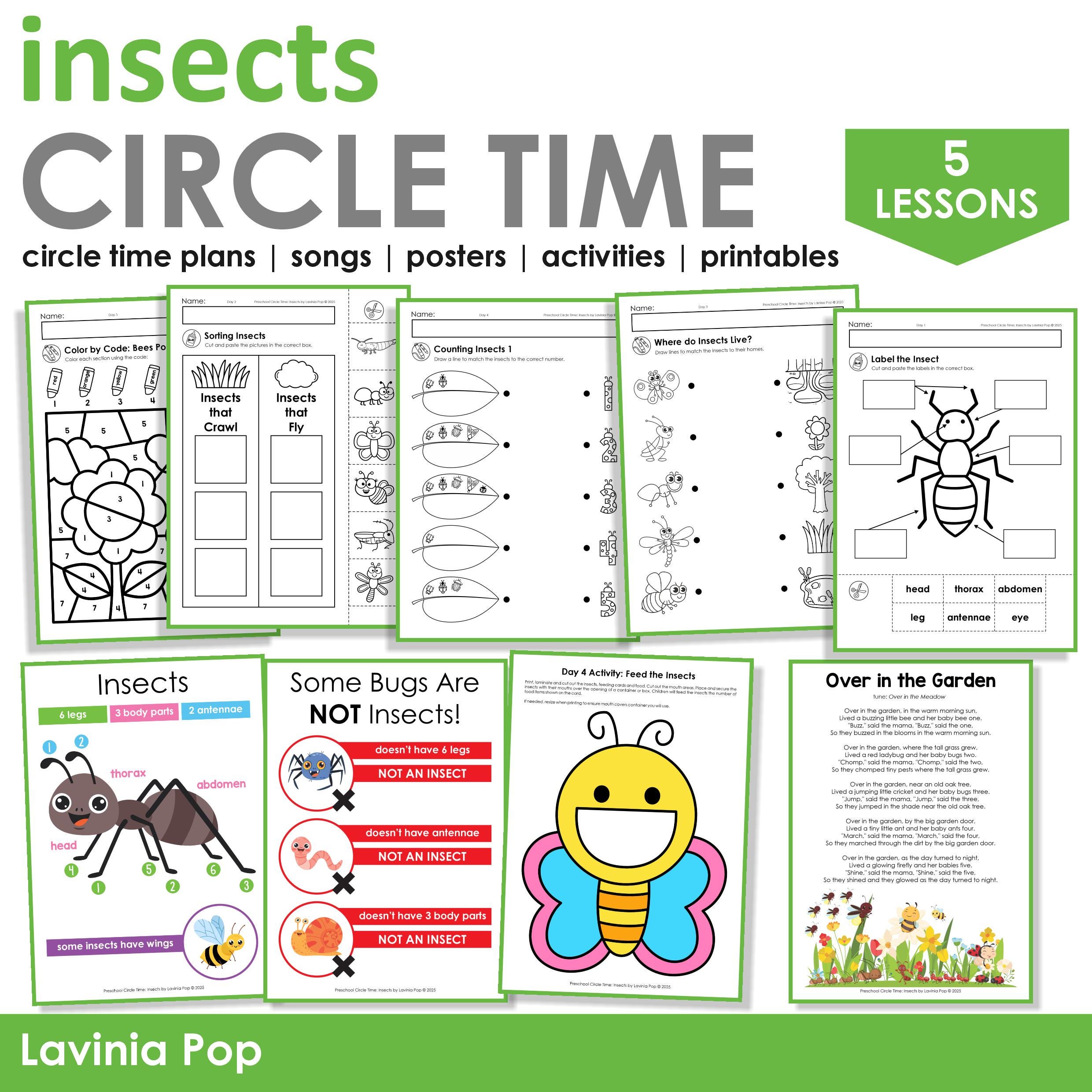 Insects Preschool Theme Curriculum Printables | Preschool Circle Time ...