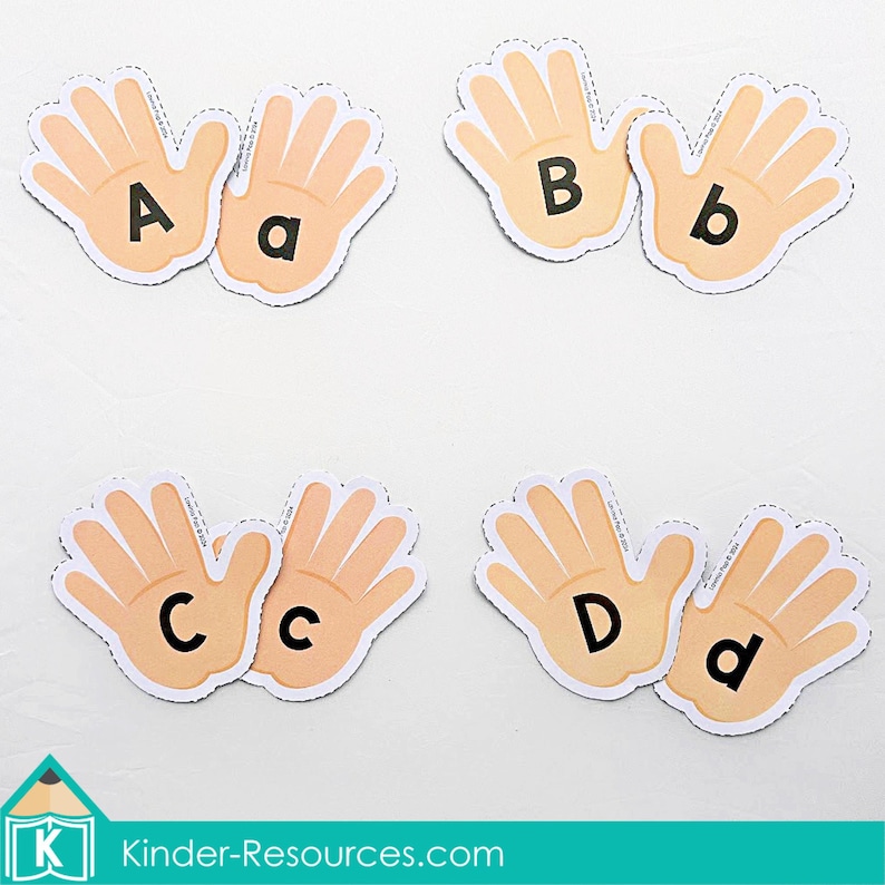 Hands Upper and Lower Case Alphabet Match Letter Recognition Activity ...