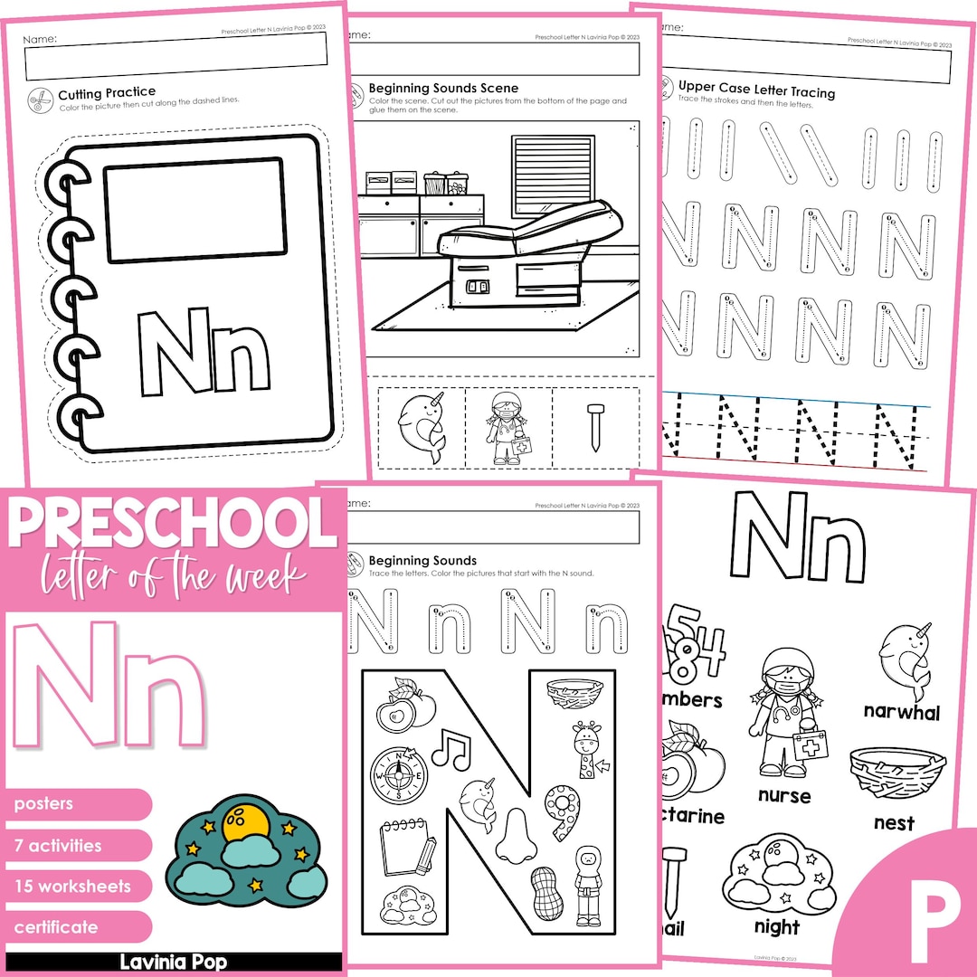 Preschool Alphabet Letter of the Week Curriculum N - Etsy