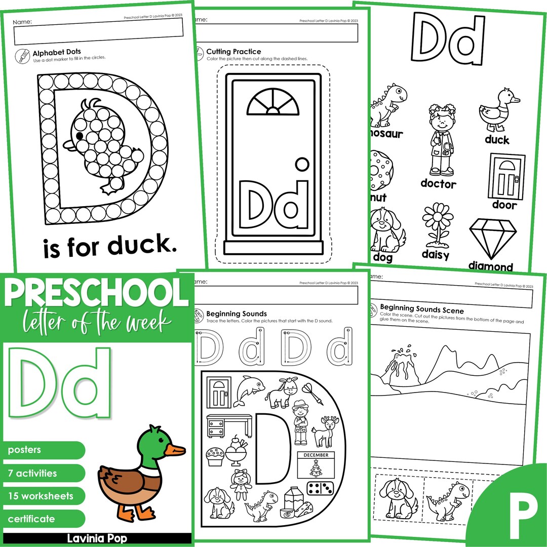 Preschool Alphabet Letter of the Week Curriculum D - Etsy