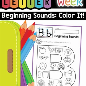 Beginning Sounds Color It! Alphabet Worksheets | Printable Activity - Etsy