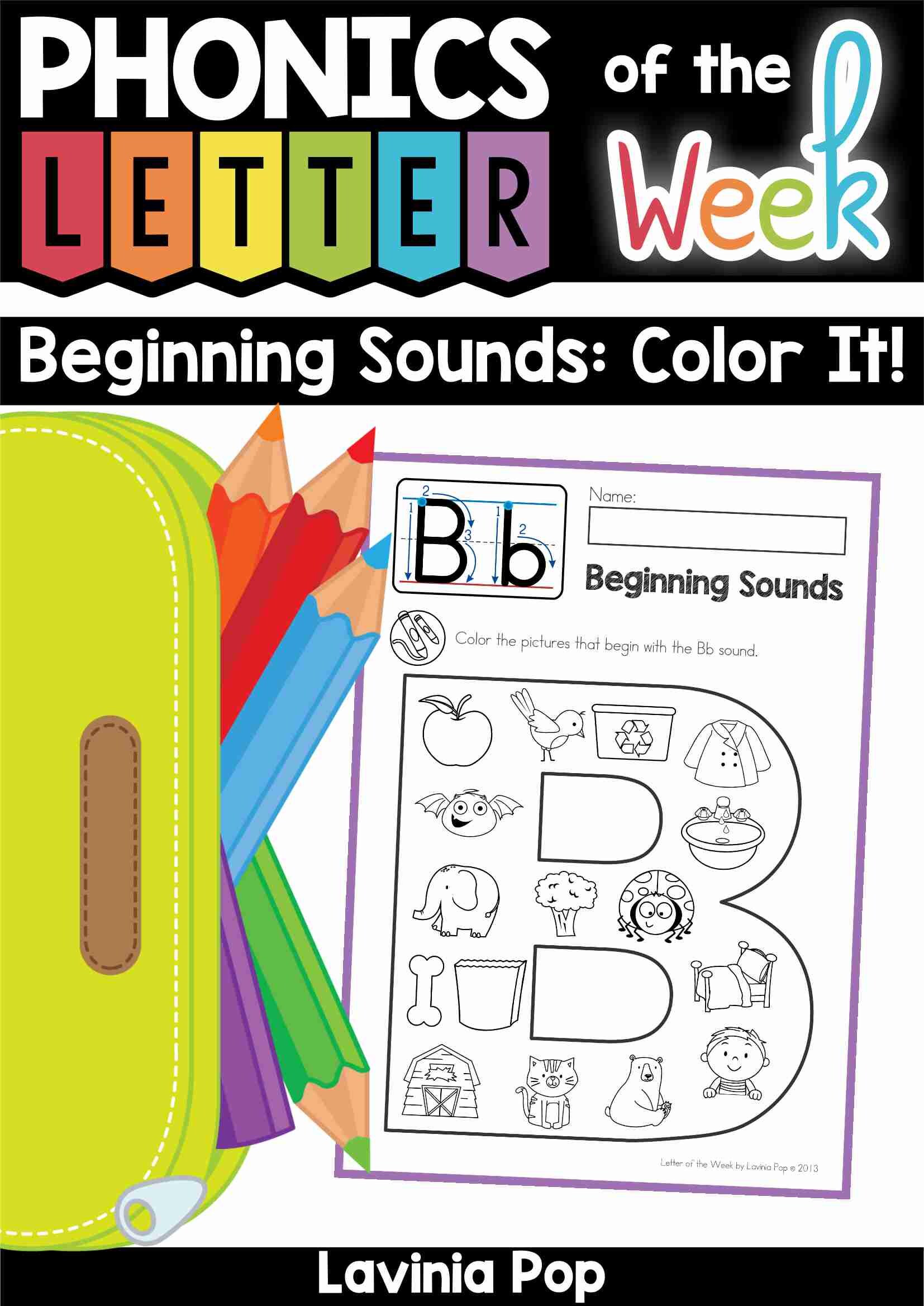 Beginning Sounds Color It! Alphabet Worksheets | Printable Activity - Etsy