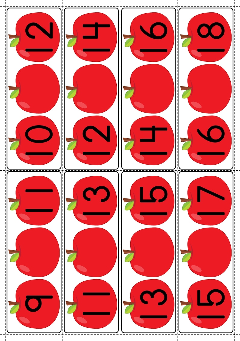 Missing Numbers 1-20 | Apple Theme Printable Activity for Preschool and ...