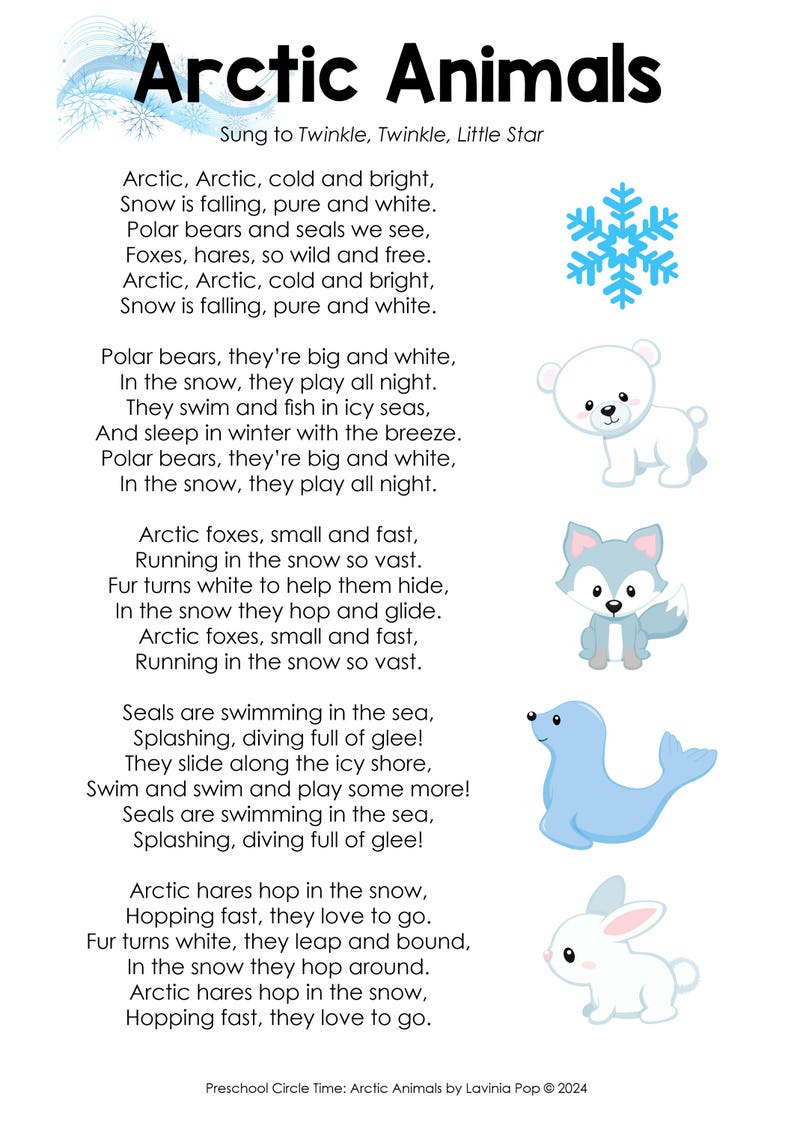 Arctic Animals Preschool Theme Curriculum Printables | Preschool Circle ...