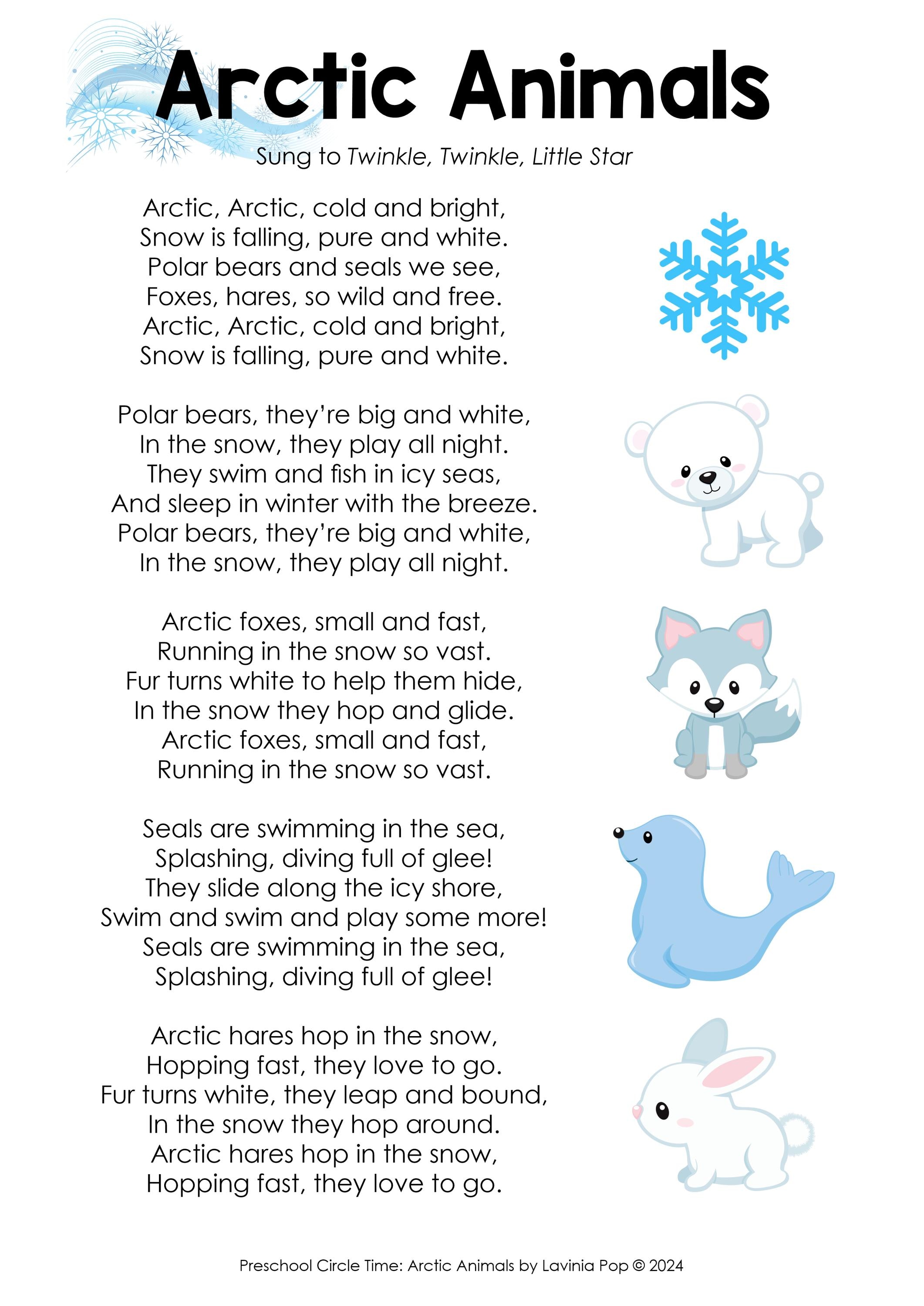 Arctic Animals Preschool Theme Curriculum Printables | Preschool Circle ...
