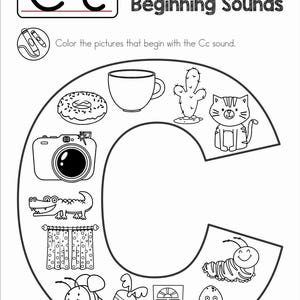 Beginning Sounds Color It! Alphabet Worksheets | Printable Activity - Etsy