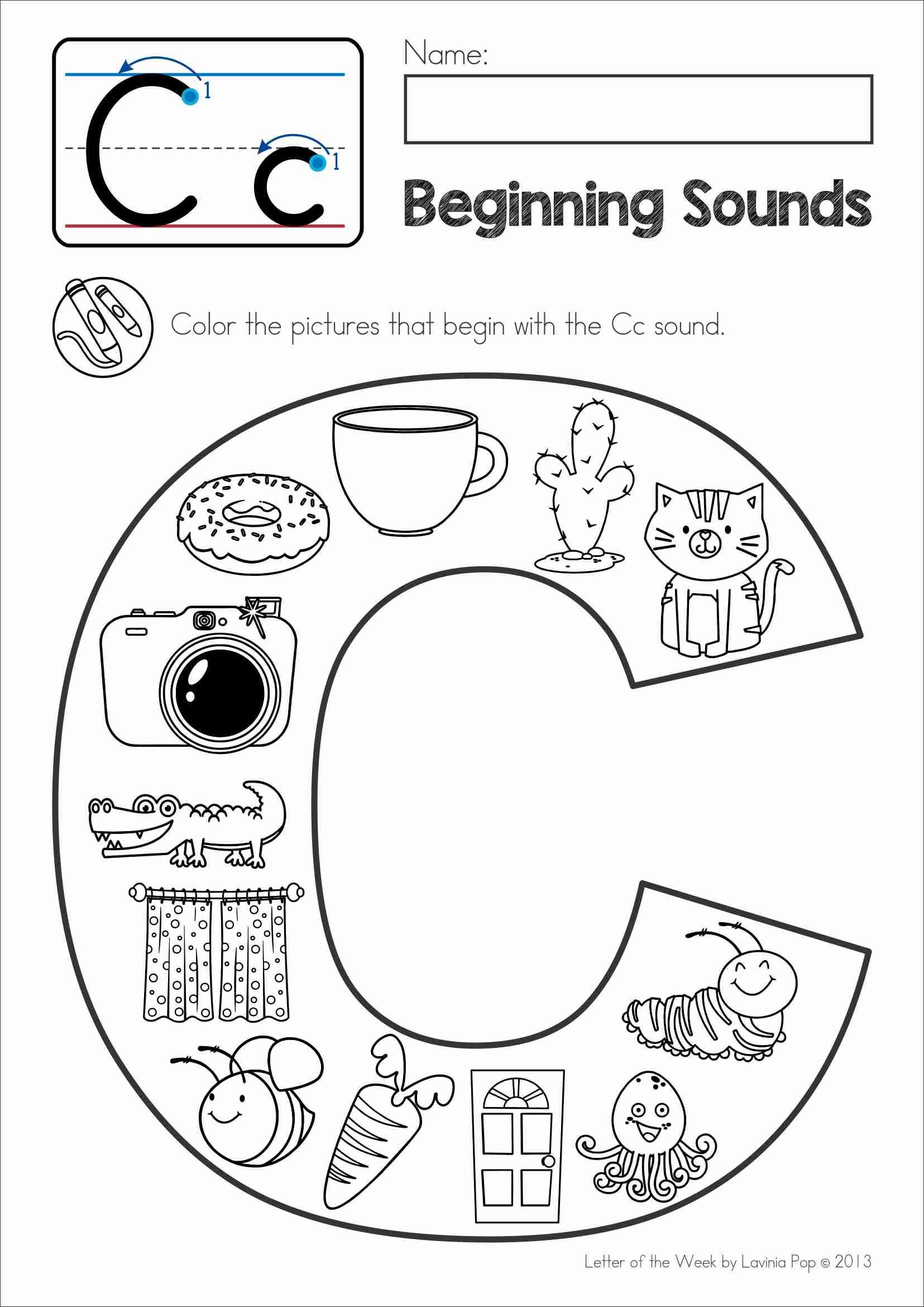 Beginning Sounds Color It! Alphabet Worksheets | Printable Activity - Etsy