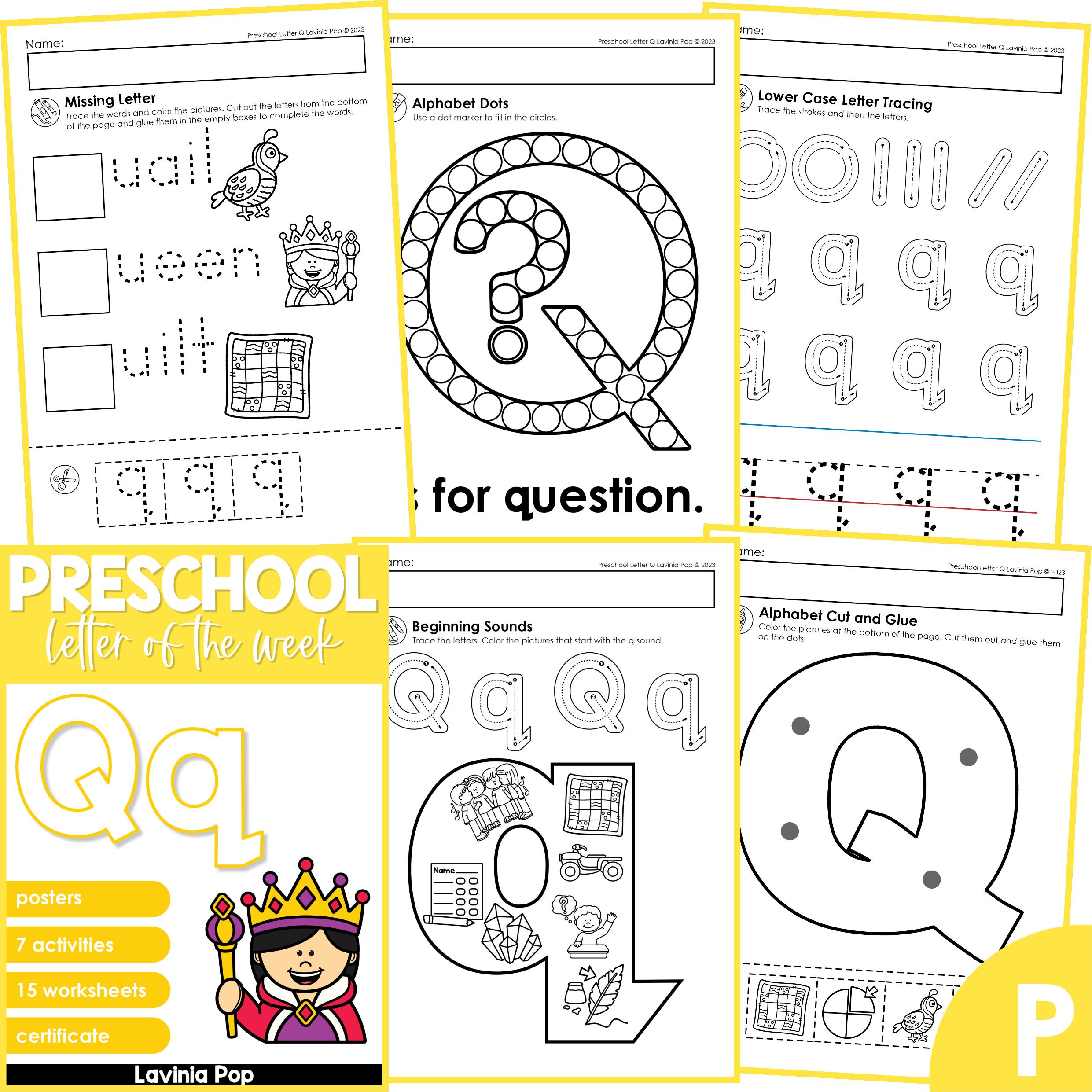 Preschool Alphabet Letter of the Week Curriculum Q - Etsy