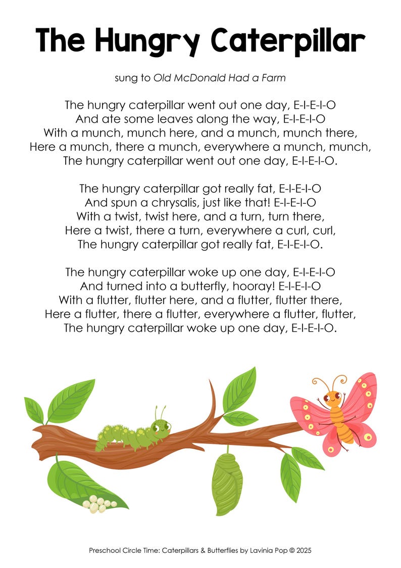 Caterpillars and Butterflies Preschool Theme Curriculum Printables ...
