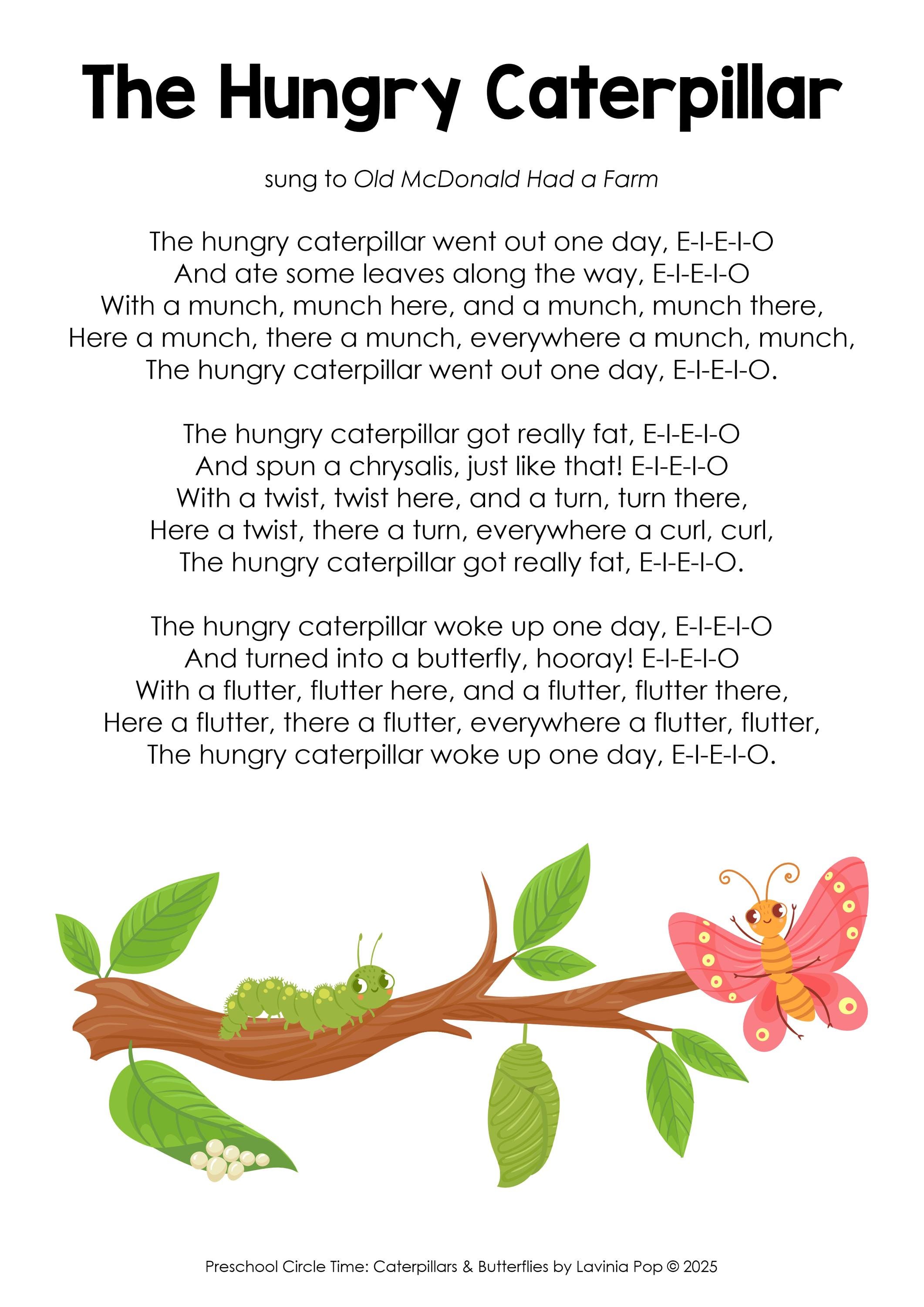 Caterpillars and Butterflies Preschool Theme Curriculum Printables ...