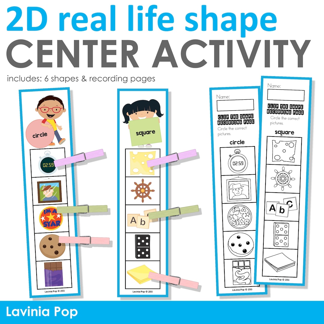 Clip the Real Life 2D Shape Interactive Learning Activity - Etsy