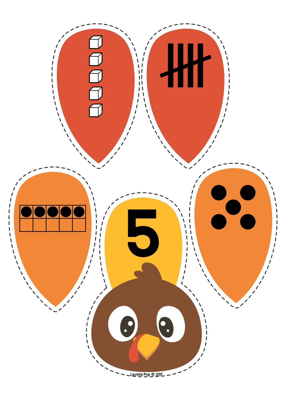 Thanksgiving Turkey Number Sense Match | Printable Math Activity for ...