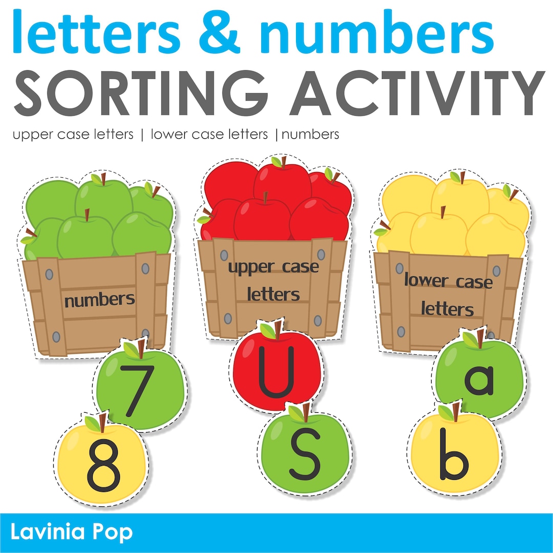 Apple Sorting Activity: Letters & Numbers - Etsy