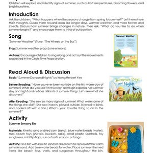 Summer Weather Preschool Theme Curriculum Printables | Preschool Circle ...