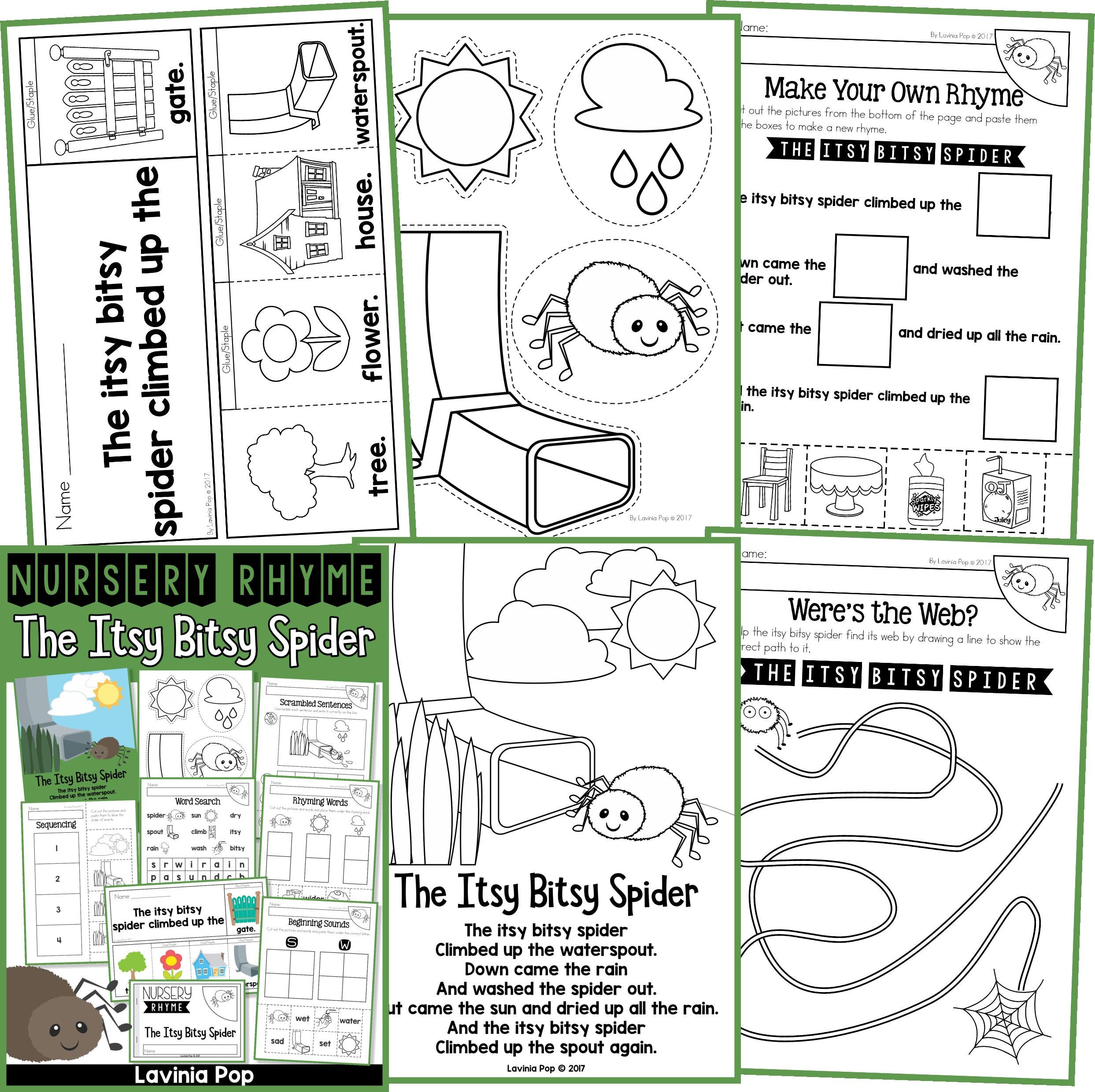 The Itsy Bitsy Spider | the Incy Wincy Spider Worksheets and Activities ...