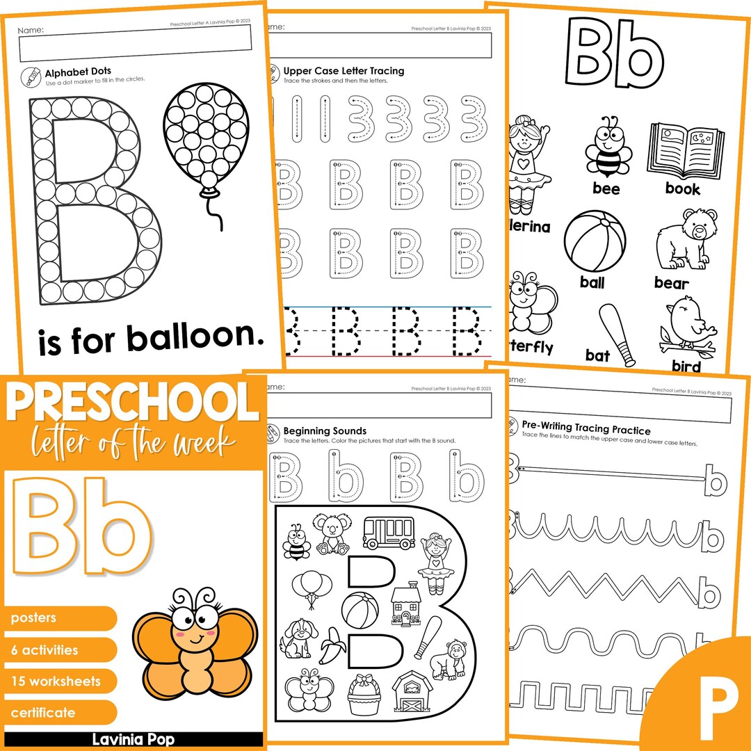 Preschool Alphabet Letter of the Week Curriculum B - Etsy
