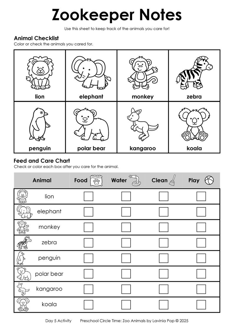 Zoo Animals Preschool Circle Time Plan | Lesson Plans, Activities ...