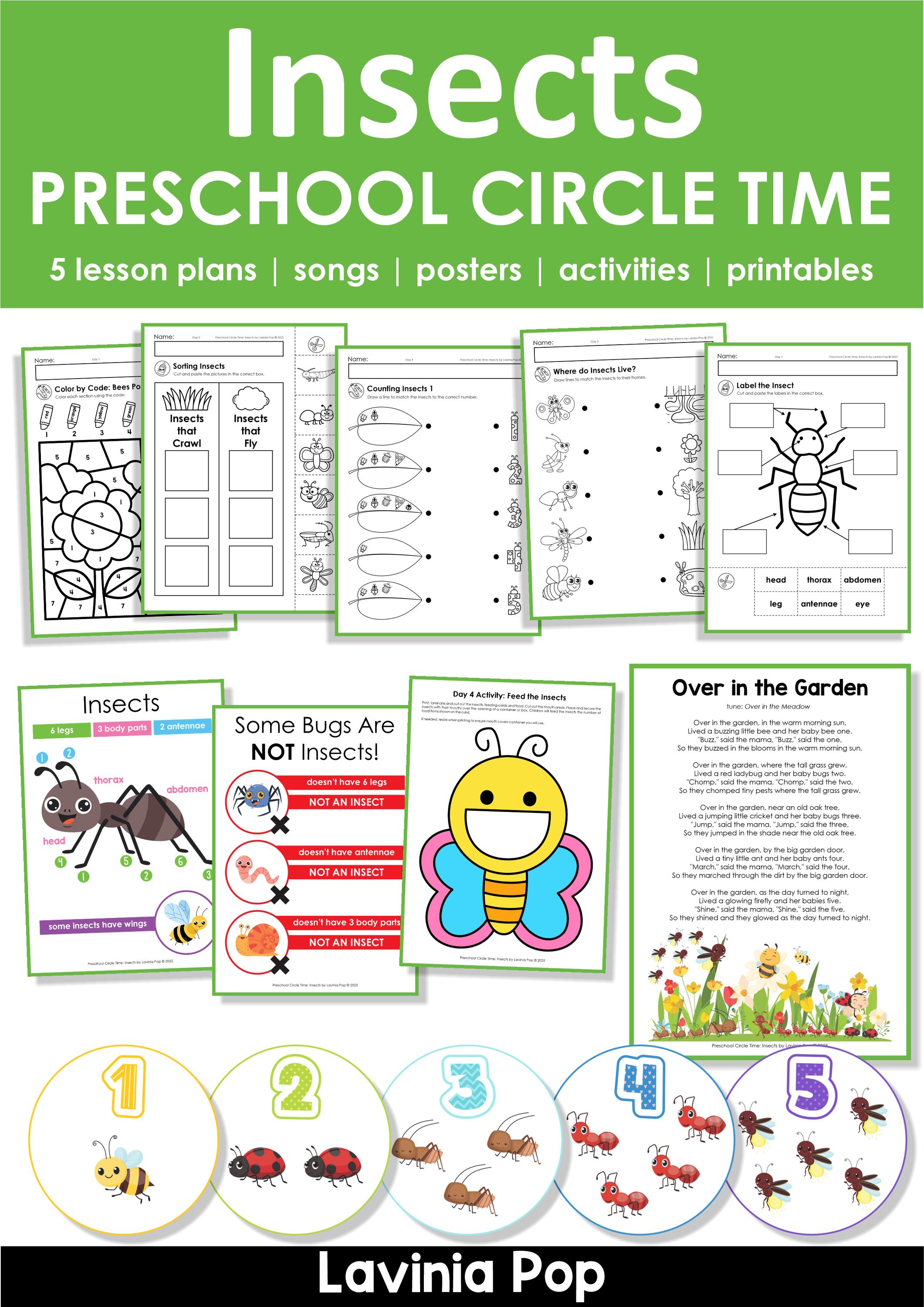 Insects Preschool Theme Curriculum Printables | Preschool Circle Time ...