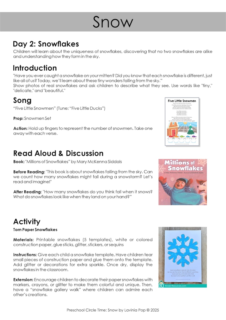 Snow Winter Weather Preschool Theme Curriculum Printables | Preschool ...