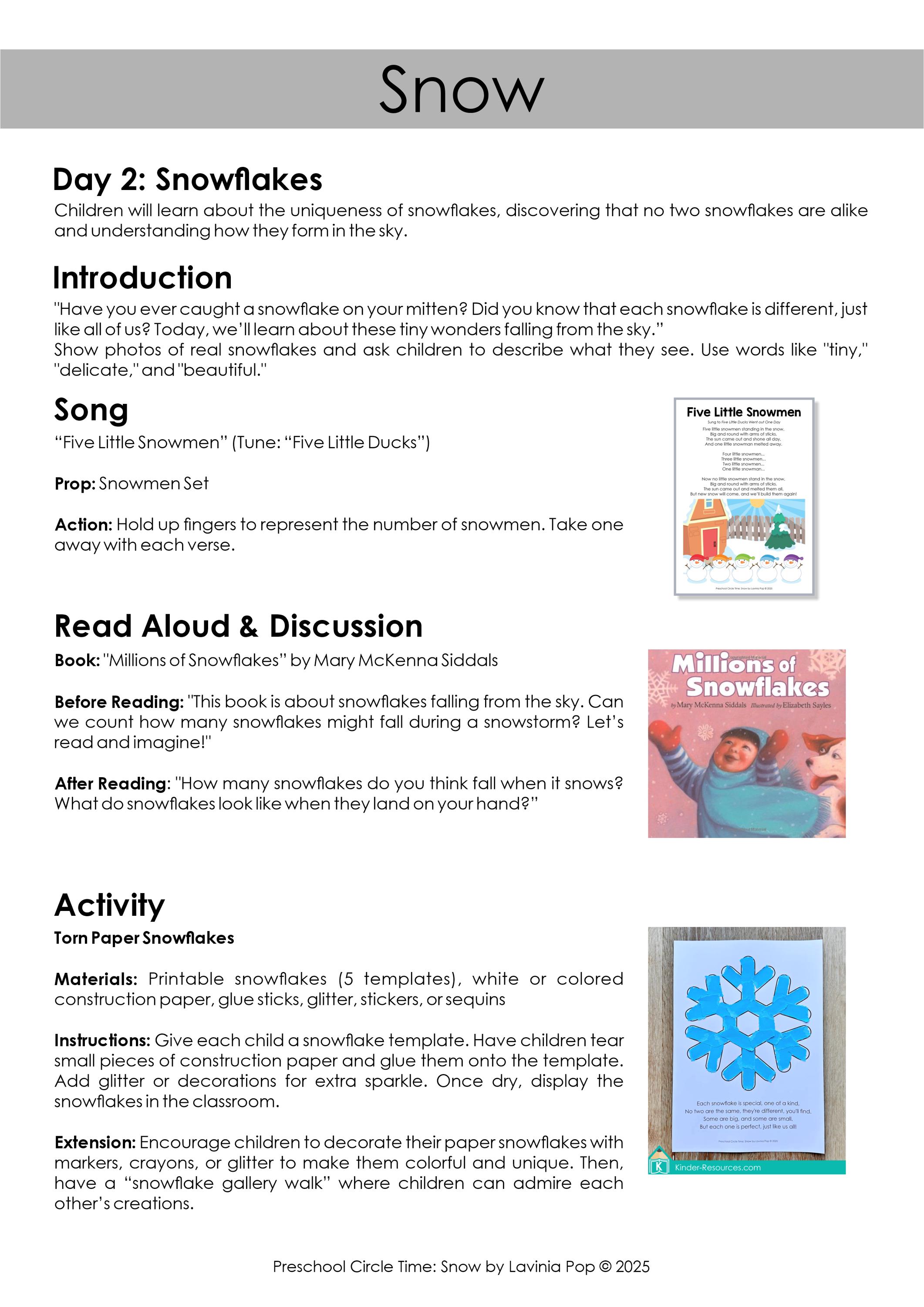 Snow Winter Weather Preschool Theme Curriculum Printables | Preschool ...