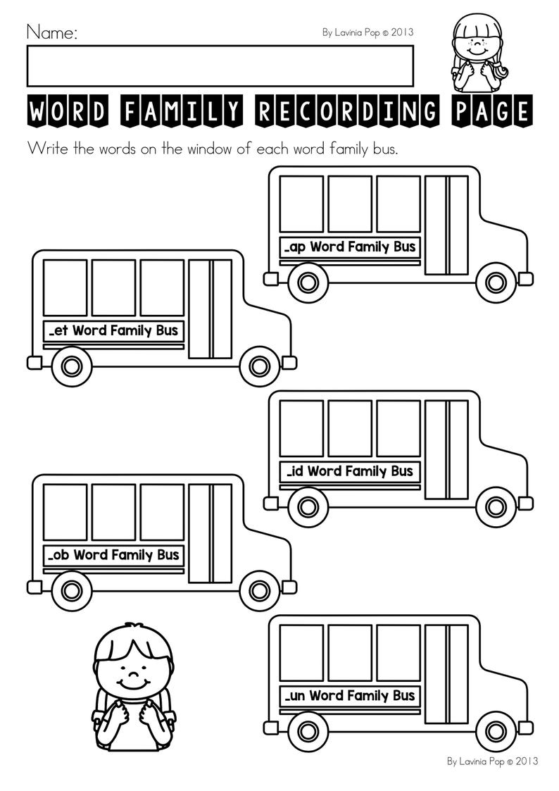 School Bus Word Family Sorting Printable Activity - Etsy