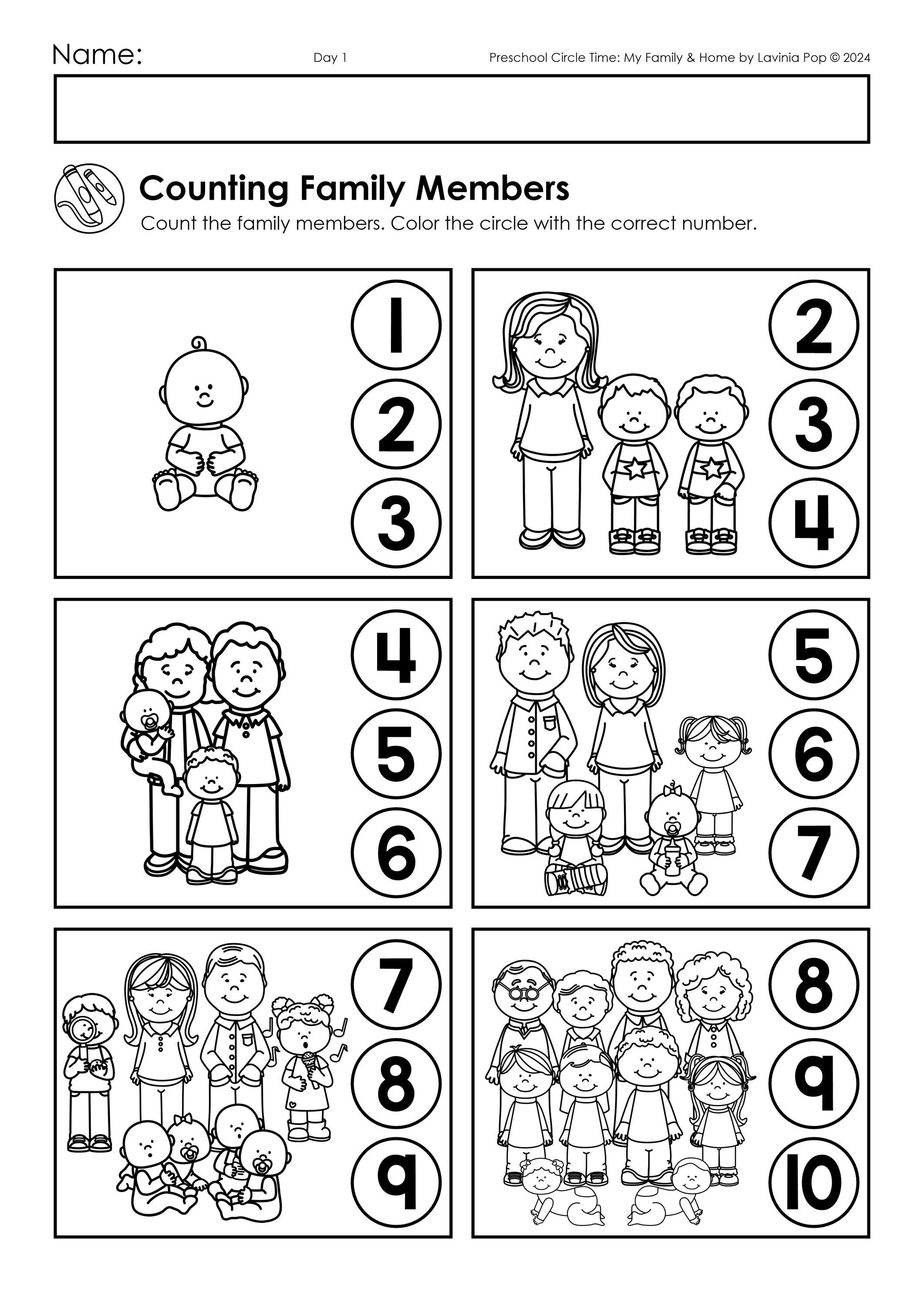 My Family and Home Preschool Theme Curriculum Printables | Preschool ...