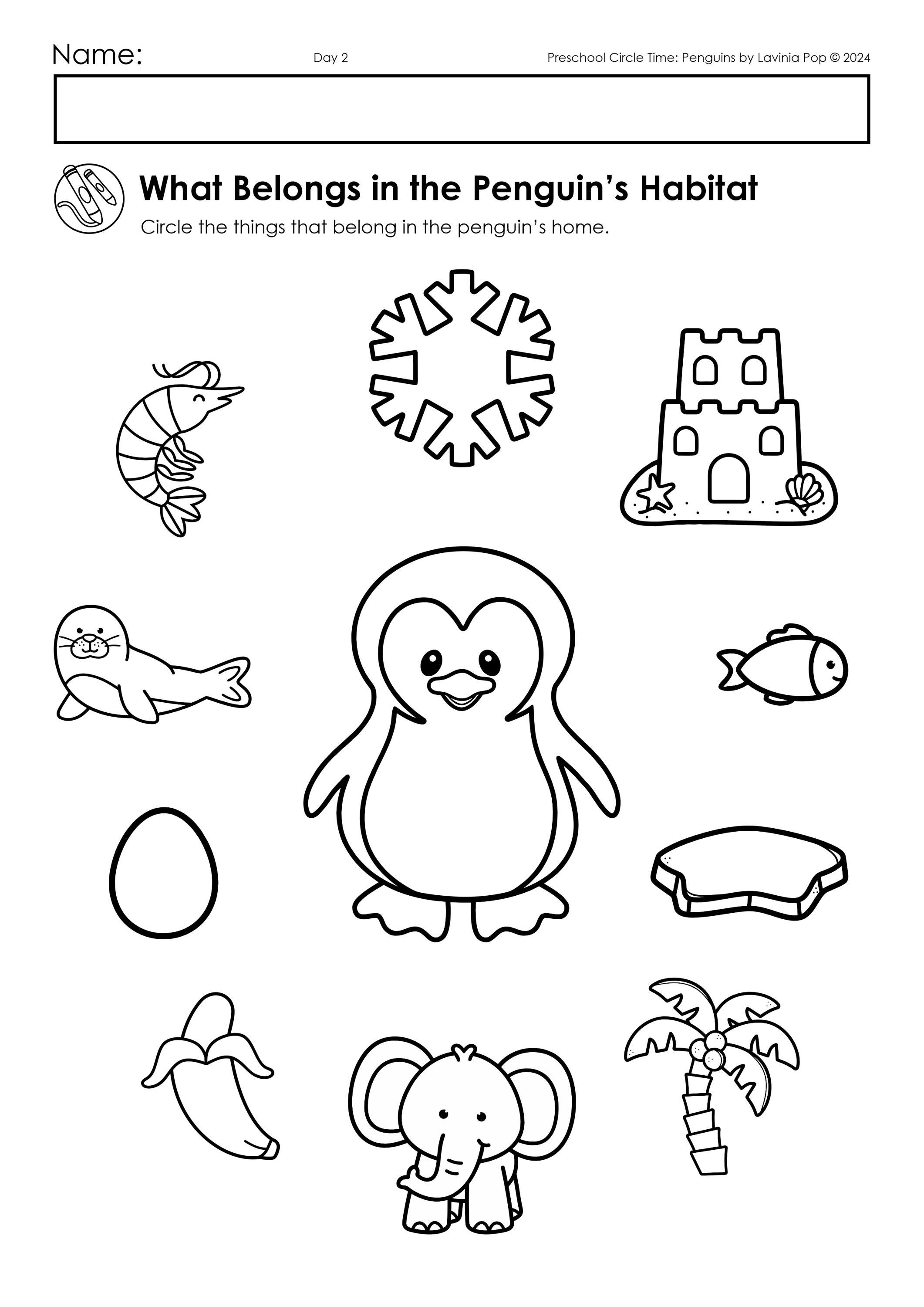 Penguins Preschool Theme Curriculum Printables | Preschool Circle Time ...