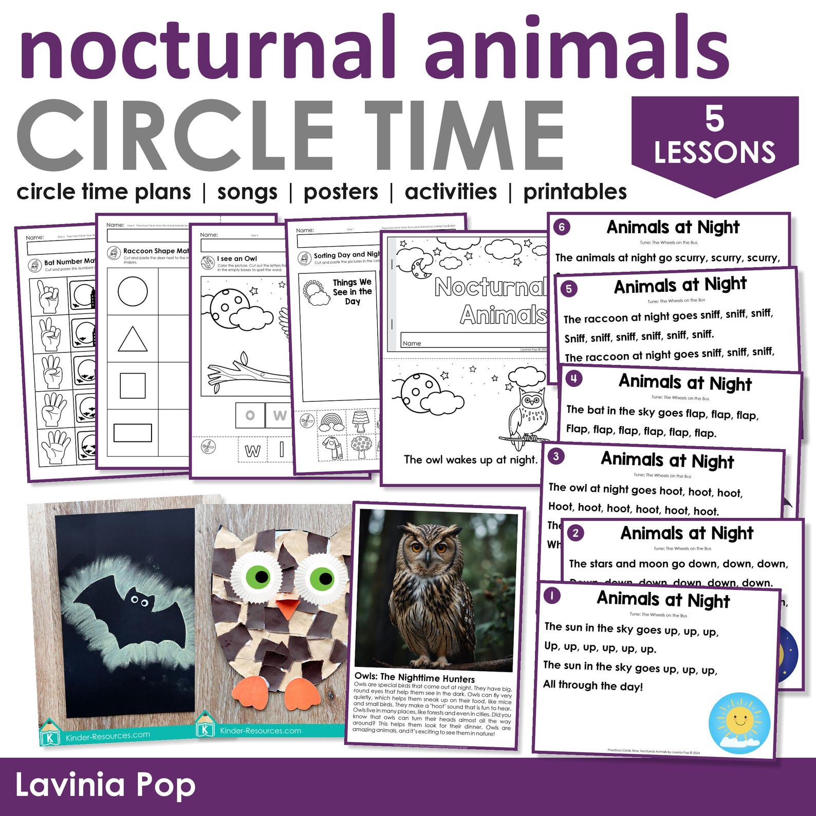 Nocturnal Animals Preschool Curriculum Printables | Nocturnal Animals ...