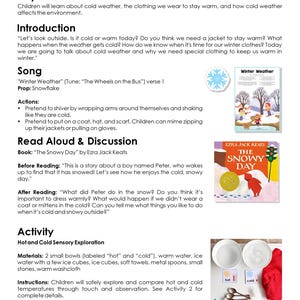 Winter Weather Preschool Theme Curriculum Printables | Preschool Circle ...
